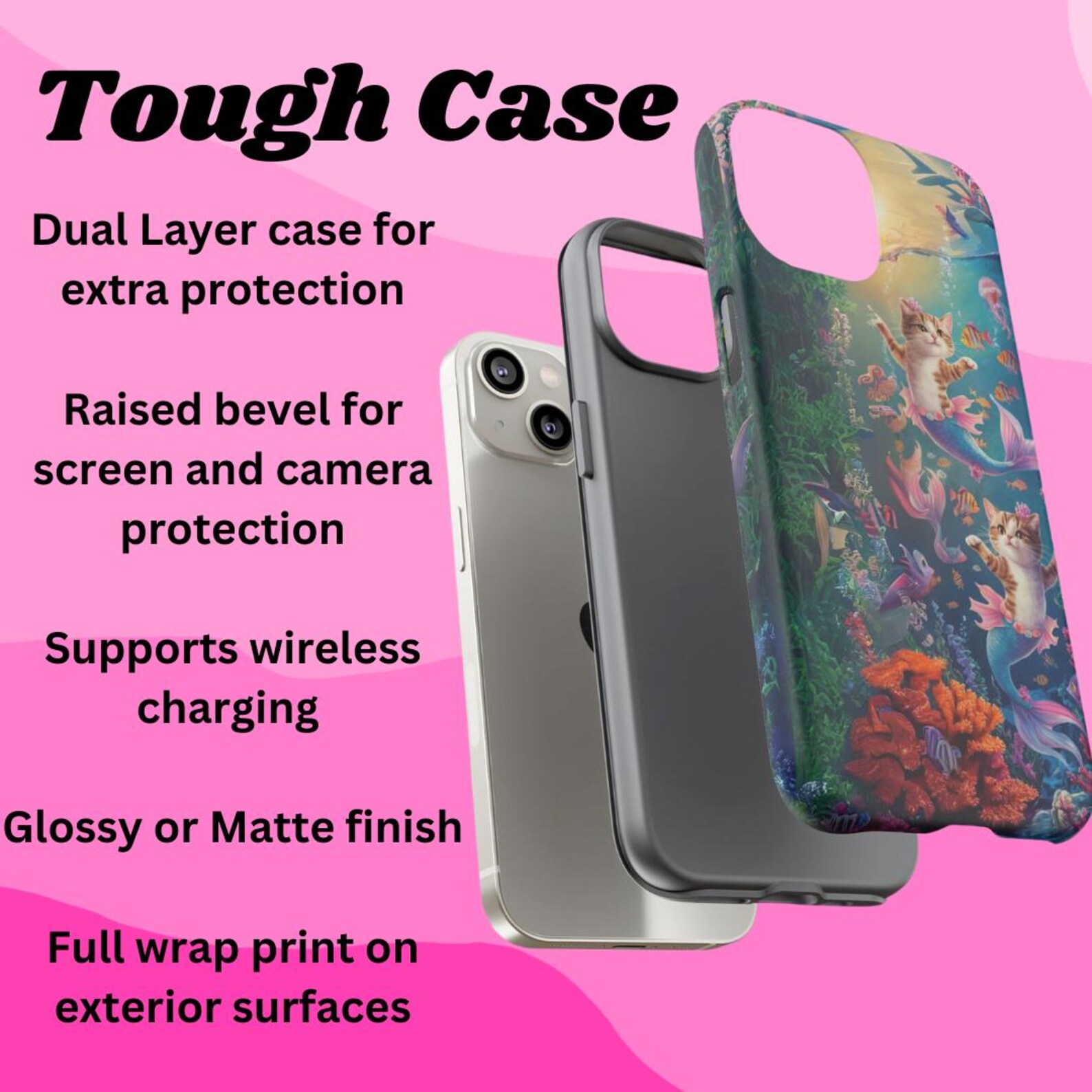 Cat Mermaid Case, Tough iPhone Case, Cute Cat Phone Case, Cat Meme ...