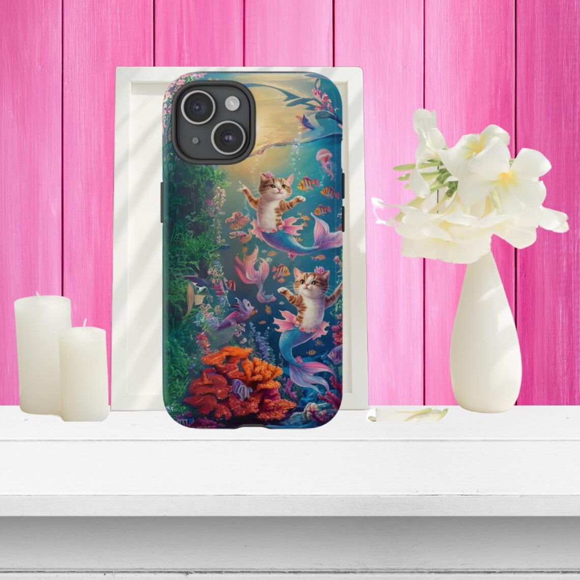 Cat Mermaid Case, Tough iPhone Case, Cute Cat Phone Case, Cat Meme, Case Cat Lover, Cat Themed ...