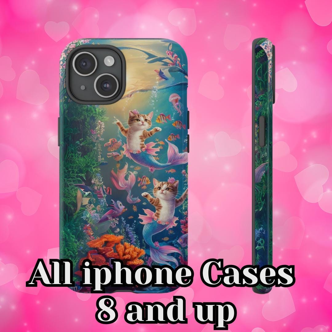 Cat Mermaid Case, Tough iPhone Case, Cute Cat Phone Case, Cat Meme ...