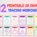 Printable 2D Shapes Tracing Worksheet Educational Poster Printable Wall ...
