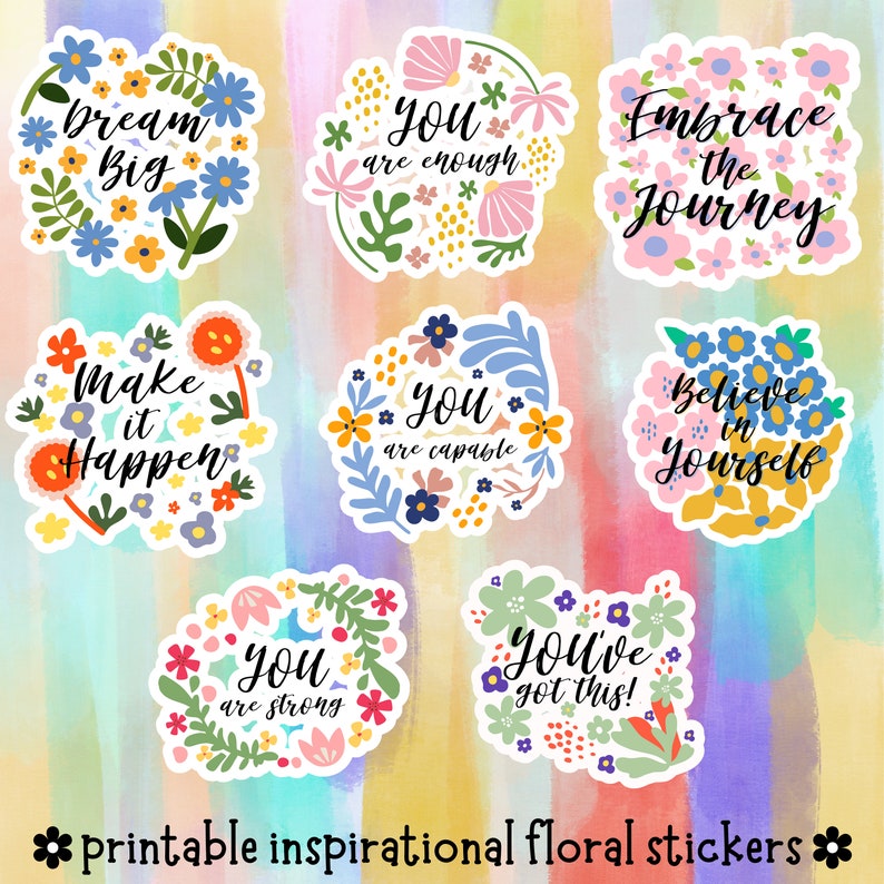 Printable Stickers Png, Inspirational Sticker Png, Print and Cut ...