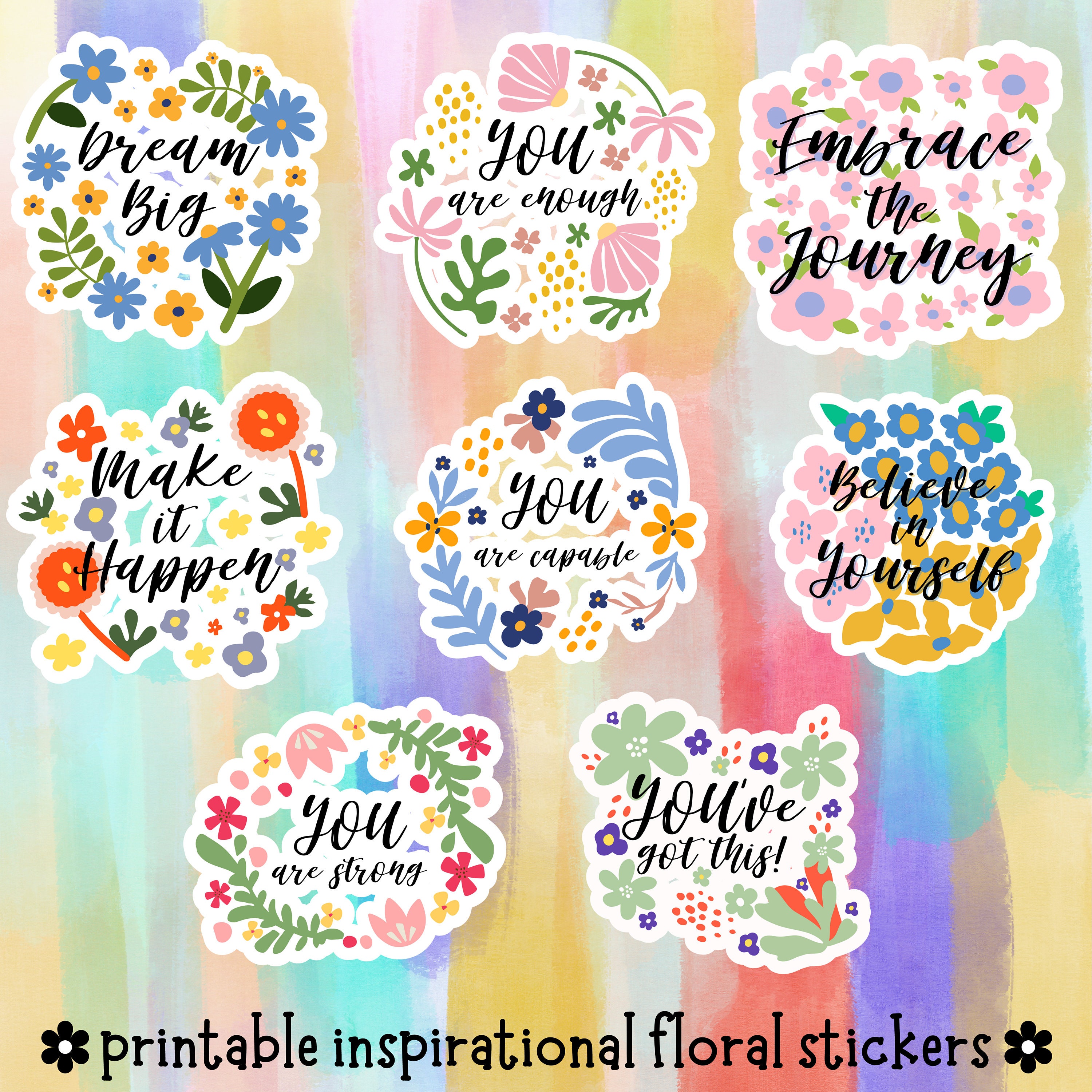 Printable Stickers Png, Inspirational Sticker Png, Print and Cut ...