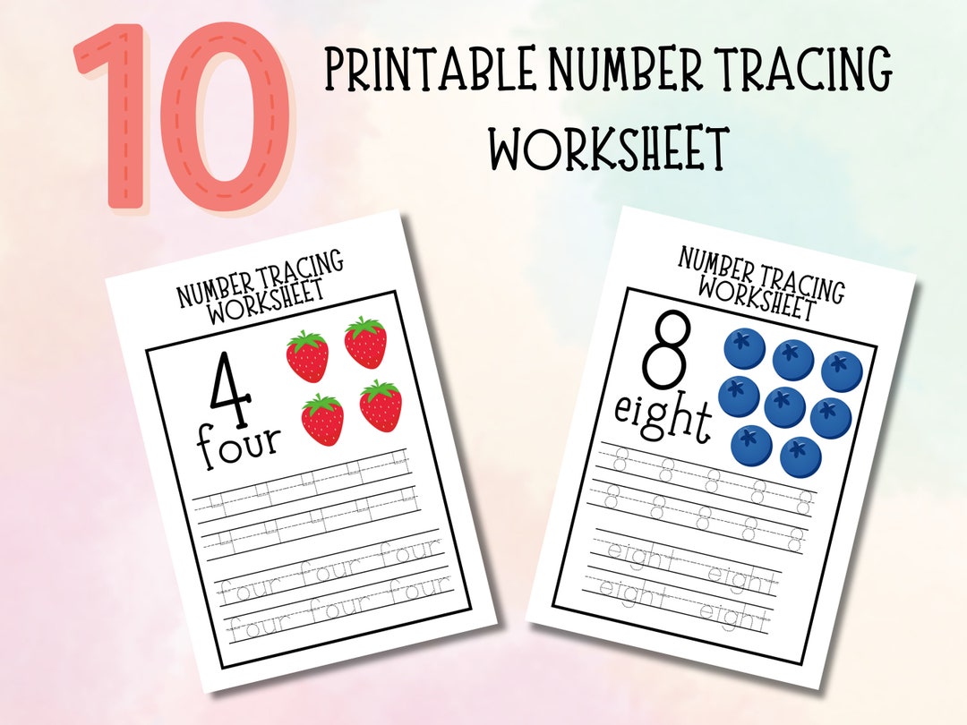 10 Number Tracing Worksheets, Traceable Numbers, Preschool Worksheets ...