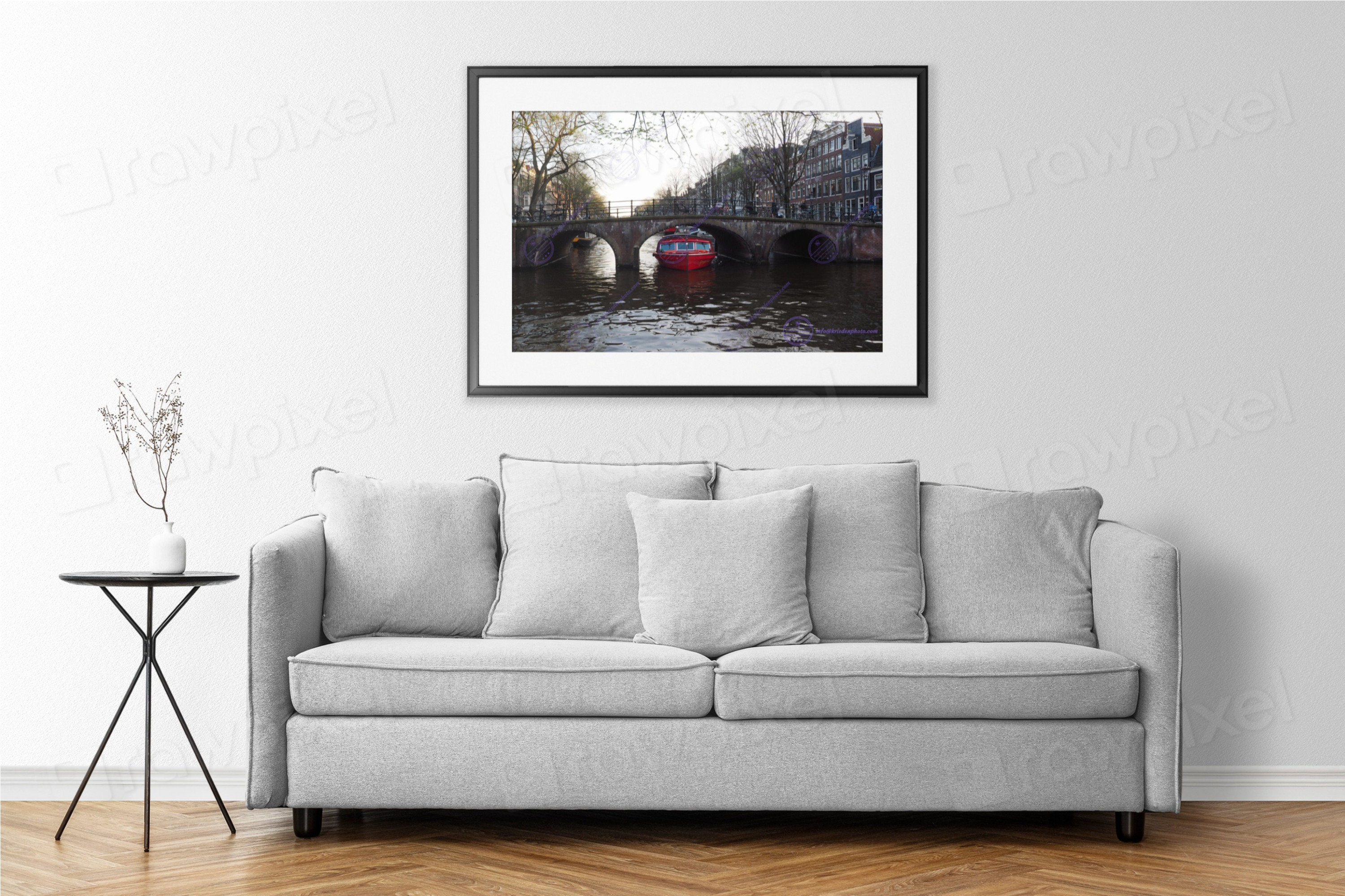 Charming Water Taxi Under Amsterdam Bridge – Stunning Wall Art ...