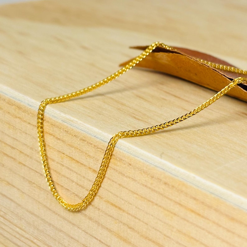 Handmade 24k Solid Gold Chain Necklace, 999 Pure Gold Jewelry,simple ...