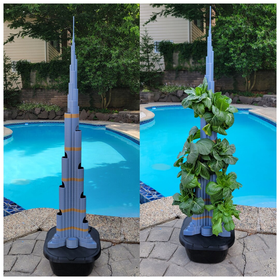 3D Printed Burj Khalifa Inspired Hydroponic Tower Kit - Etsy