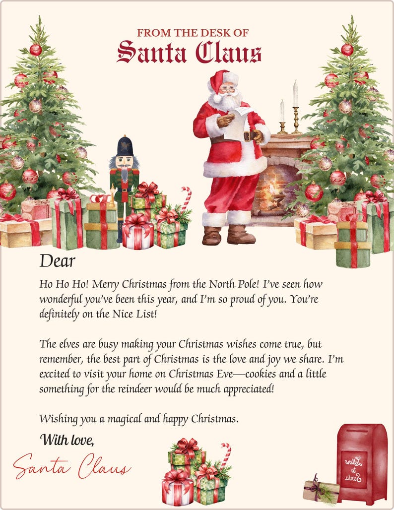 6 Vintage Letters From Santa Printable PDF - Etsy