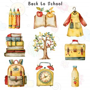 Watercolor Back to School Clipart Bundle, School Supplies, Classroom ...