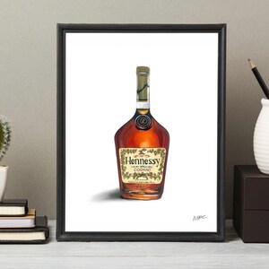 Hennessy Bottle Colored Pencil & Marker Drawing, Art Print Digital ...