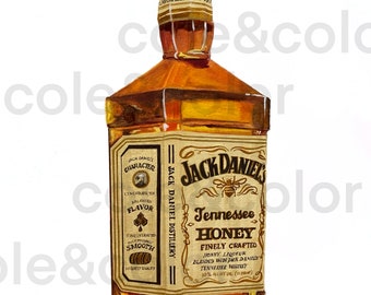 Hennessy Bottle Colored Pencil & Marker Drawing, Art Print Digital ...