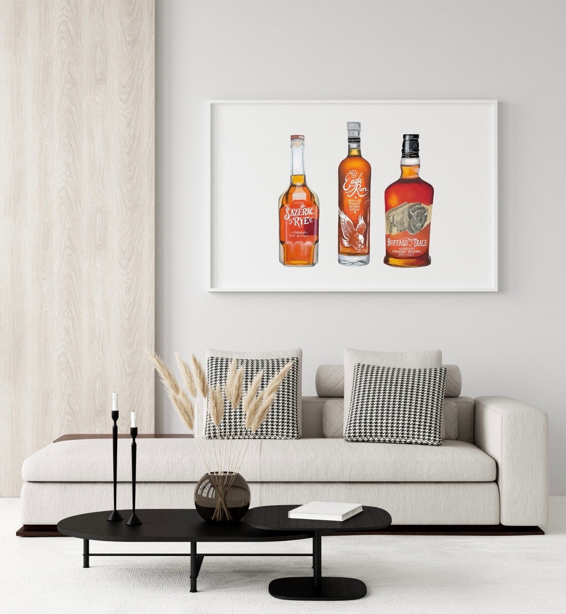 Whiskey Bottles Colored Pencil & Marker Drawing, Art Print Digital ...
