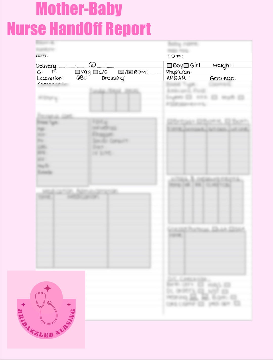 Motherbaby Postpartum Nurse Report Sheet - Etsy