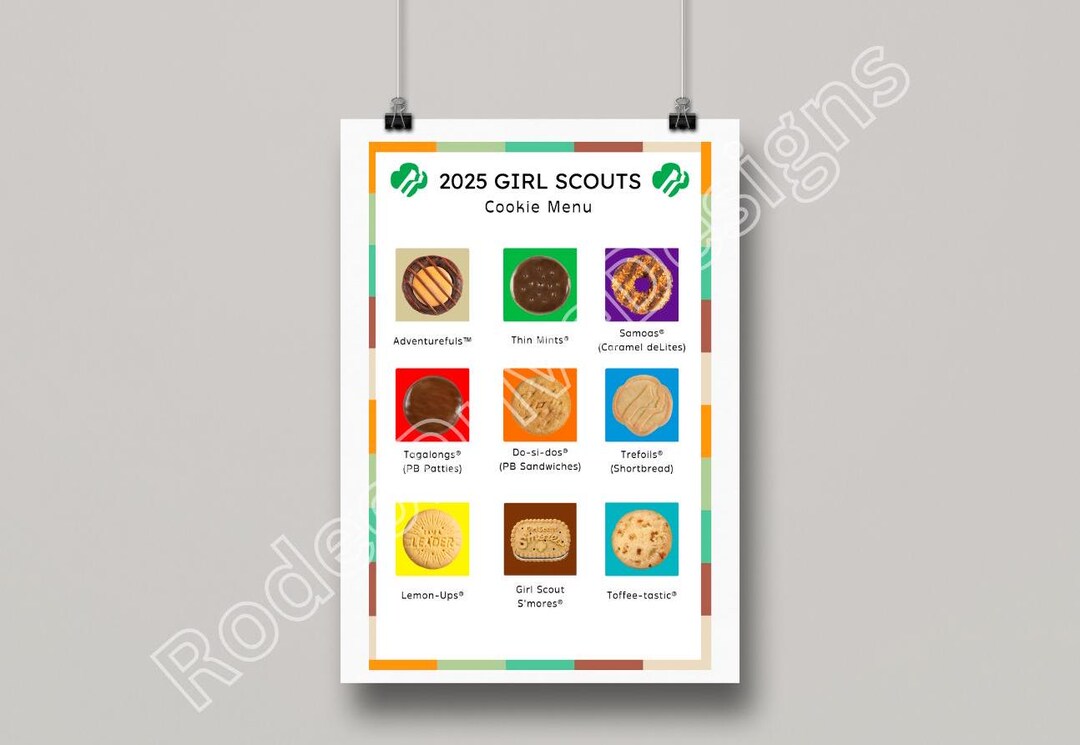 Girl Scout 2025 Cookie Menu Poster 11x17- Cookie Booth Sales, Cookie ...