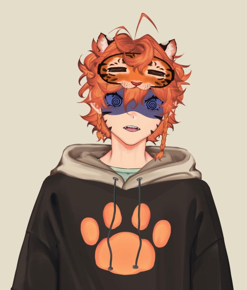 Live2d Premade Fully Rigged Vtuber Model Ready to Use Cute Sleepy Tiger ...