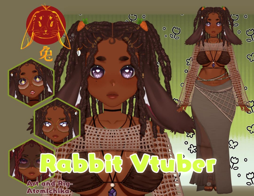 Live2d Premade Fully Rigged Vtuber Model - Ready to Use - Cute Rabbit/bunny Girl Twitch and ...