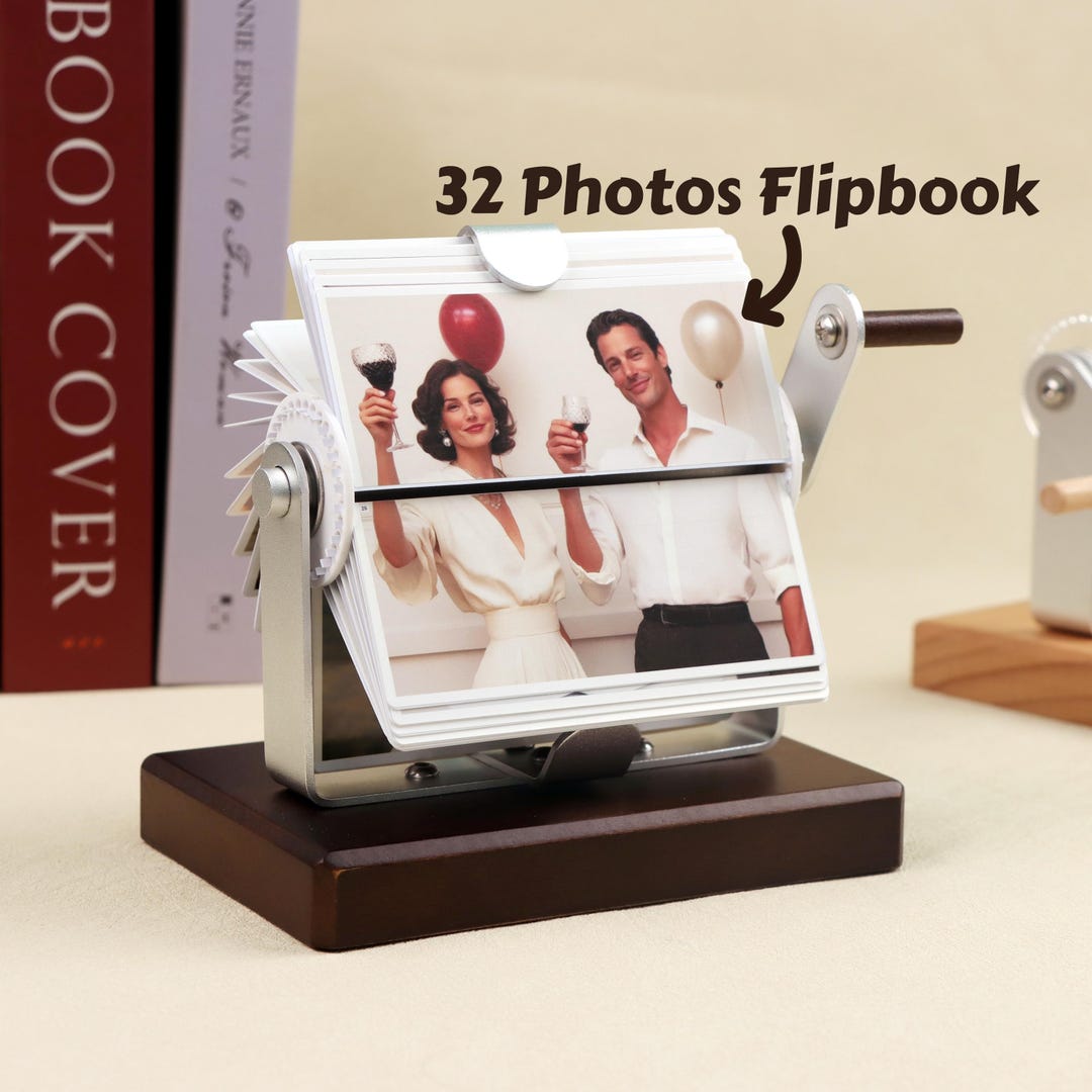 Custom Wooden Photo Flipbook, Rotating Photo Album, Anniversary Gift - Etsy