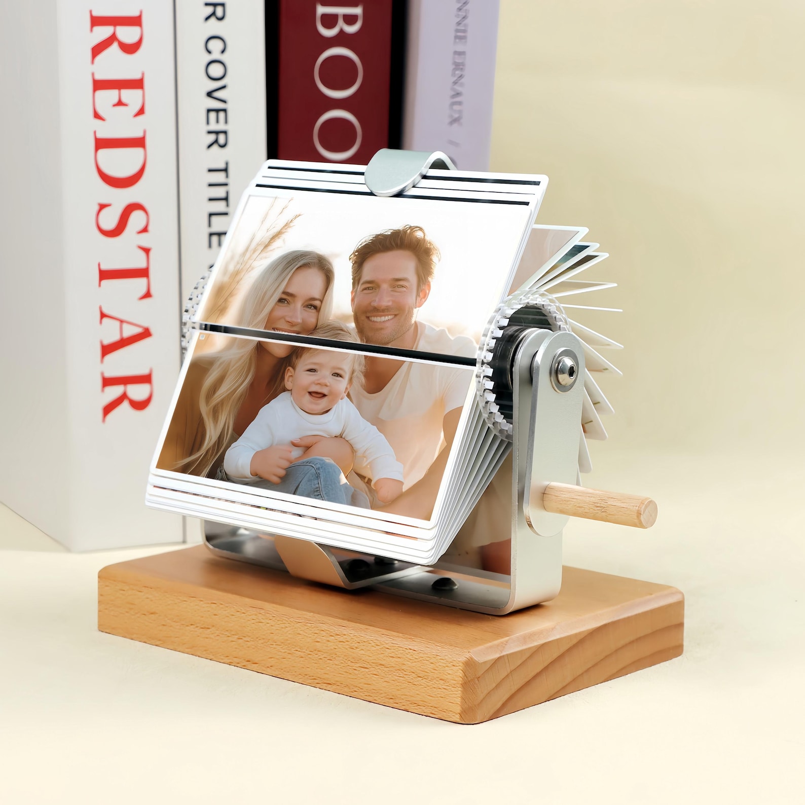 Custom Photo Album Flip Book Frame, Mechanical Hand Motion Wooden Gift ...