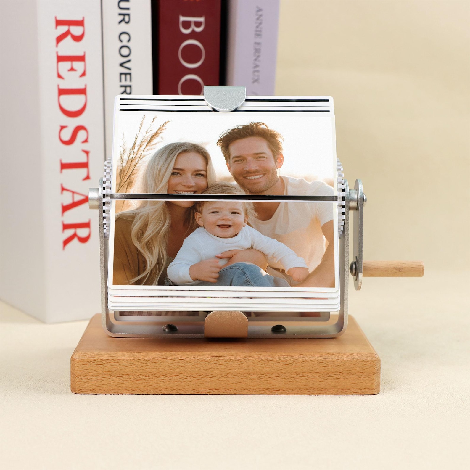 Custom Photo Album Flip Book Frame, Mechanical Hand Motion Wooden Gift ...