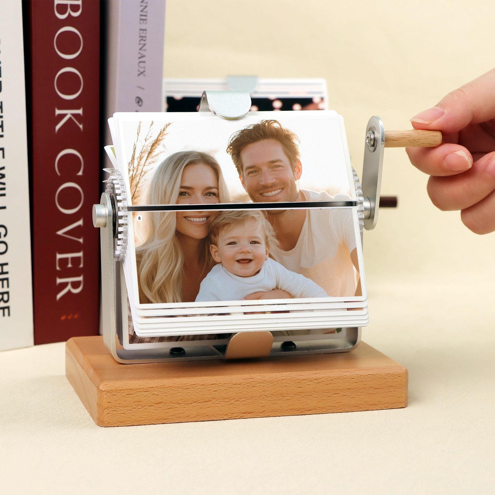 Custom Photo Album Flip Book Frame, Mechanical Hand Motion Wooden Gift ...