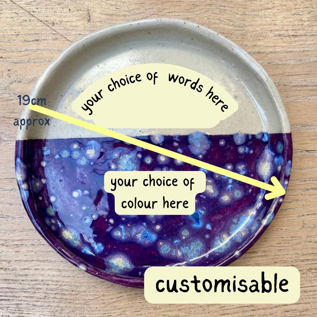 Customisable Handmade Ceramic Curved Dish approx 19/20cm Dia in Colour ...
