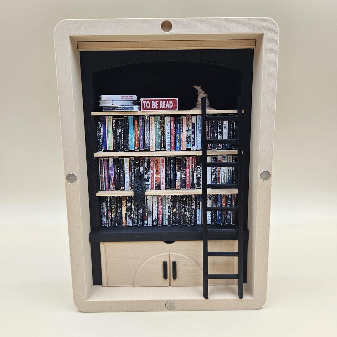 3D Printed Mini Bookshelf Kit: DIY Anxiety Library With Secret Drawer ...