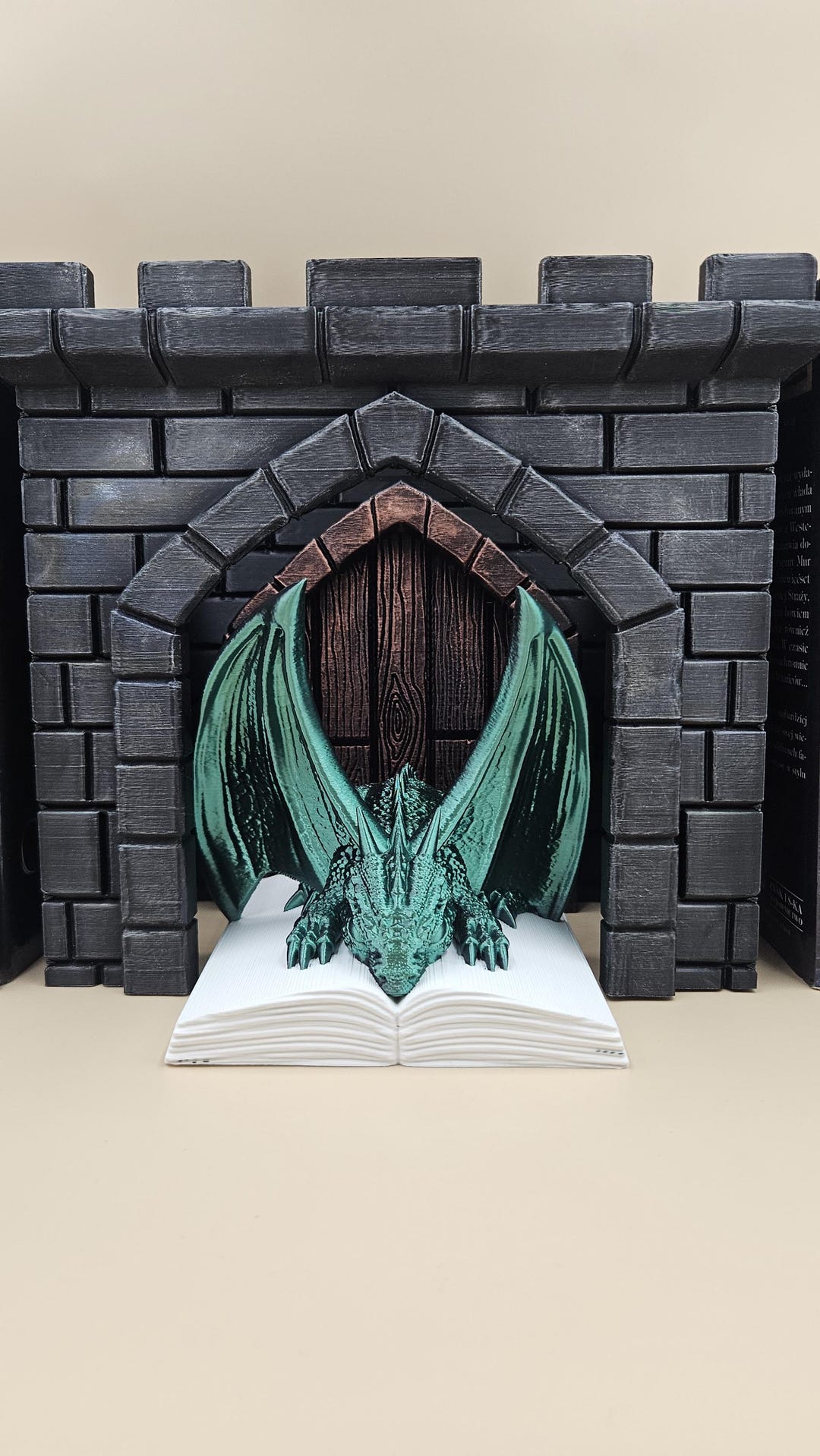 Dragon in Castle Book Nook Black 3d Printed Fantasy Bookshelf Decor - Etsy