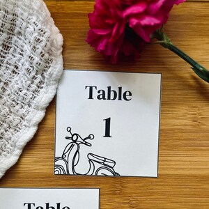Italian Wedding Table Number Template, Minimalist Illustration editable ...