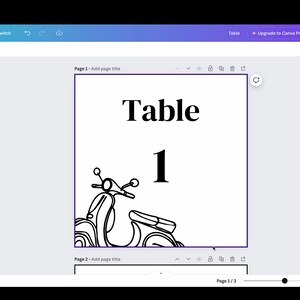 Italian Wedding Table Number Template, Minimalist Illustration editable ...