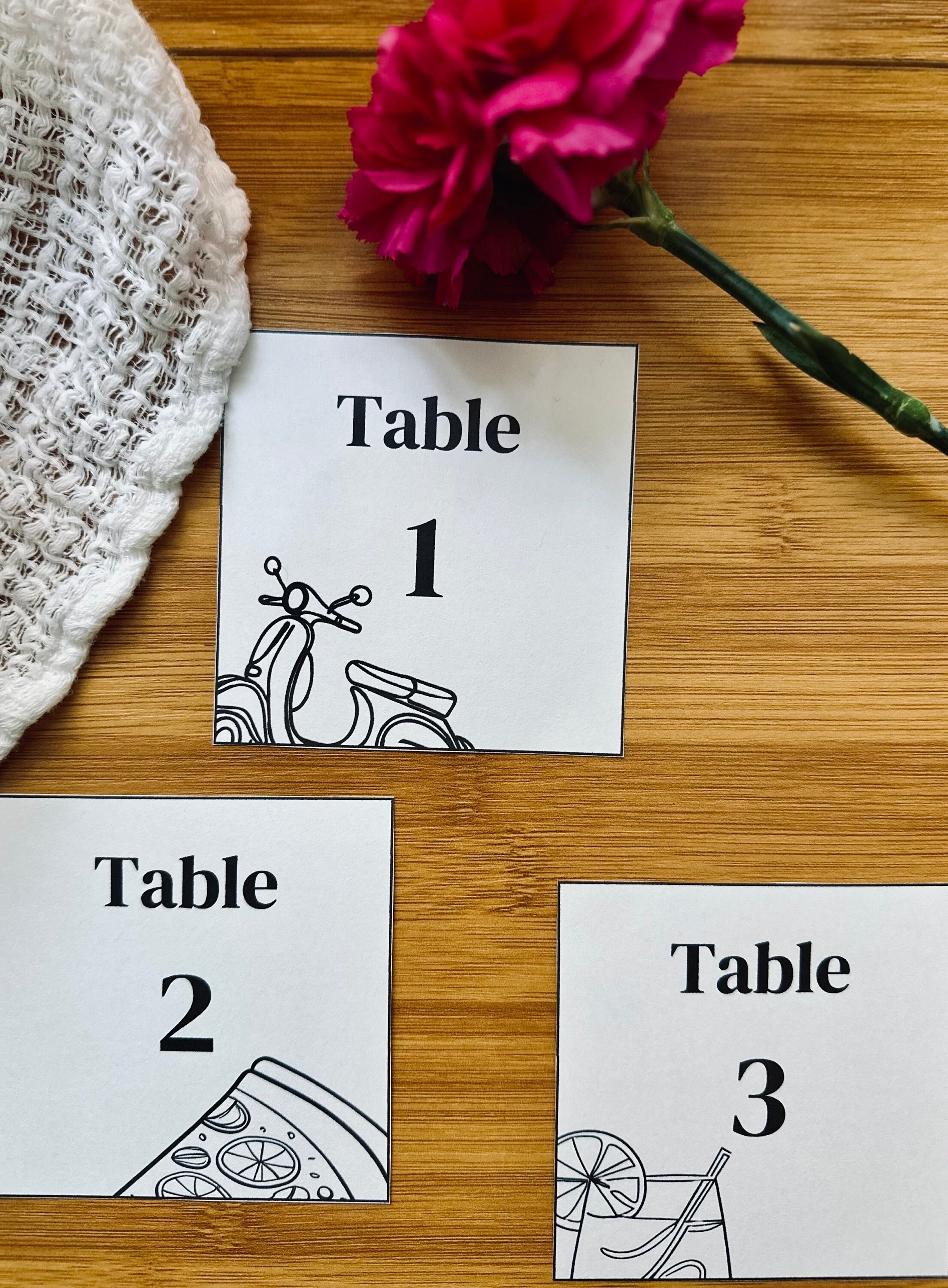 Italian Wedding Table Number Template, Minimalist Illustration editable ...