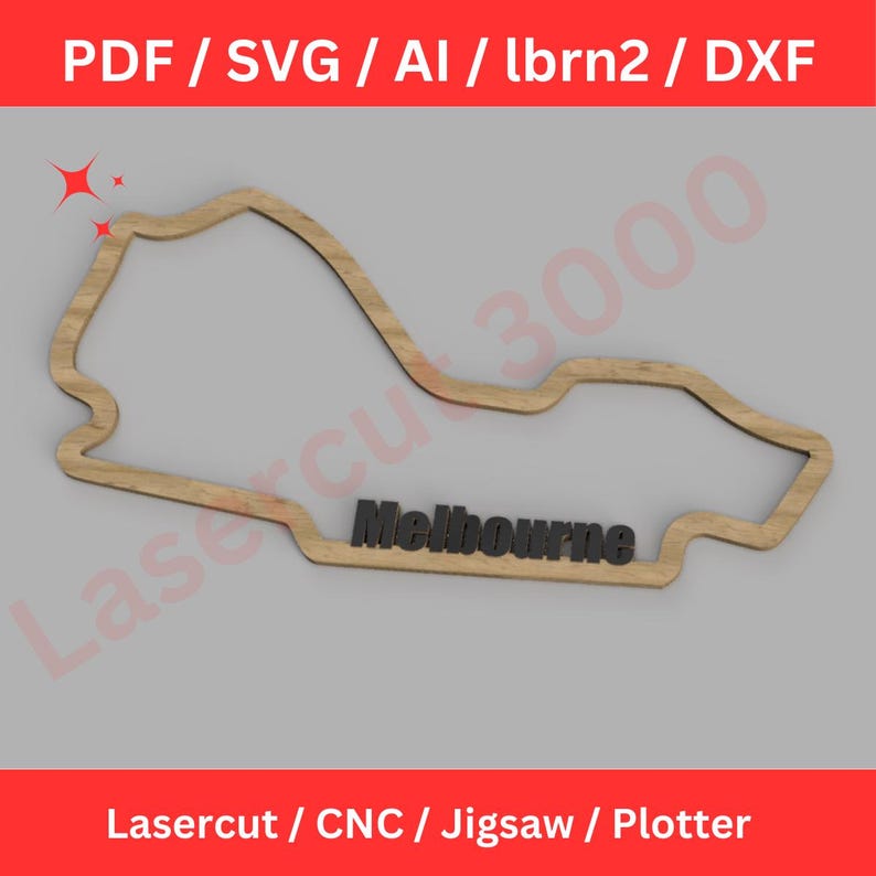 Melbourne Racetrack SVG Ai DXF Lbrn2 PDF Templates - Etsy Australia