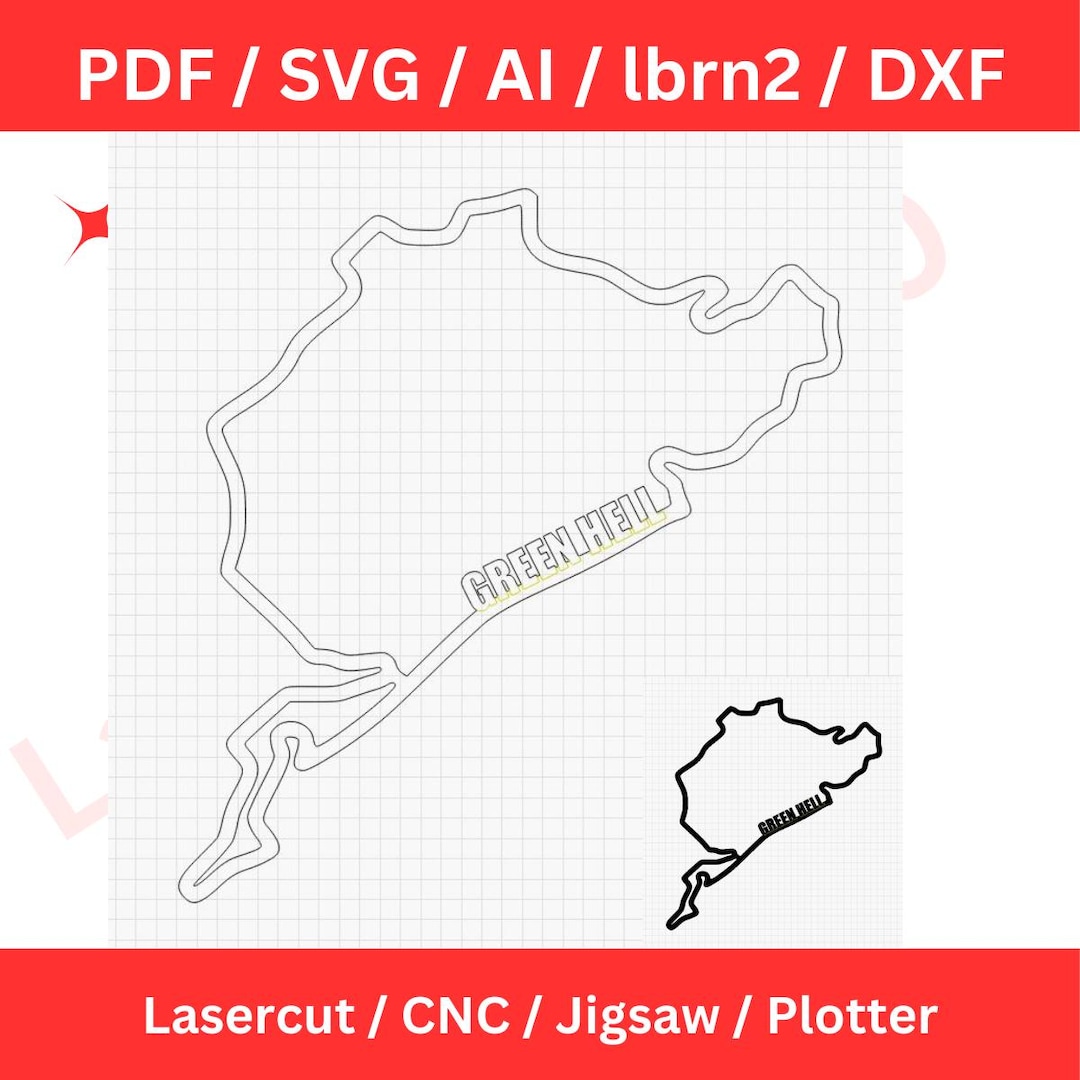 Green Hell / Nürburgring Race Track SVG Ai DXF Lbrn2 PDF Templates for ...
