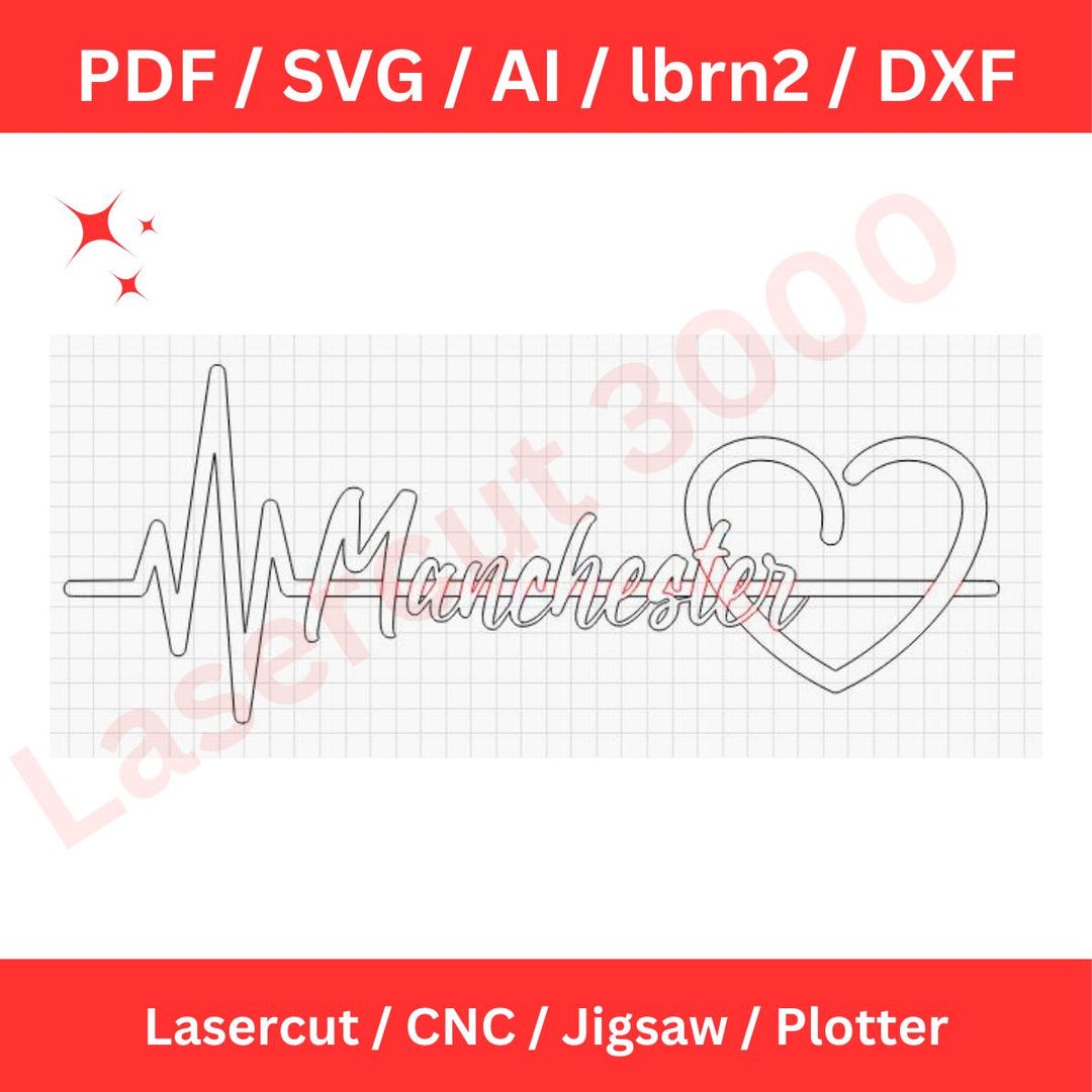 I Love Manchester SVG Ai DXF Lbrn2 PDF Templates Gift - Etsy