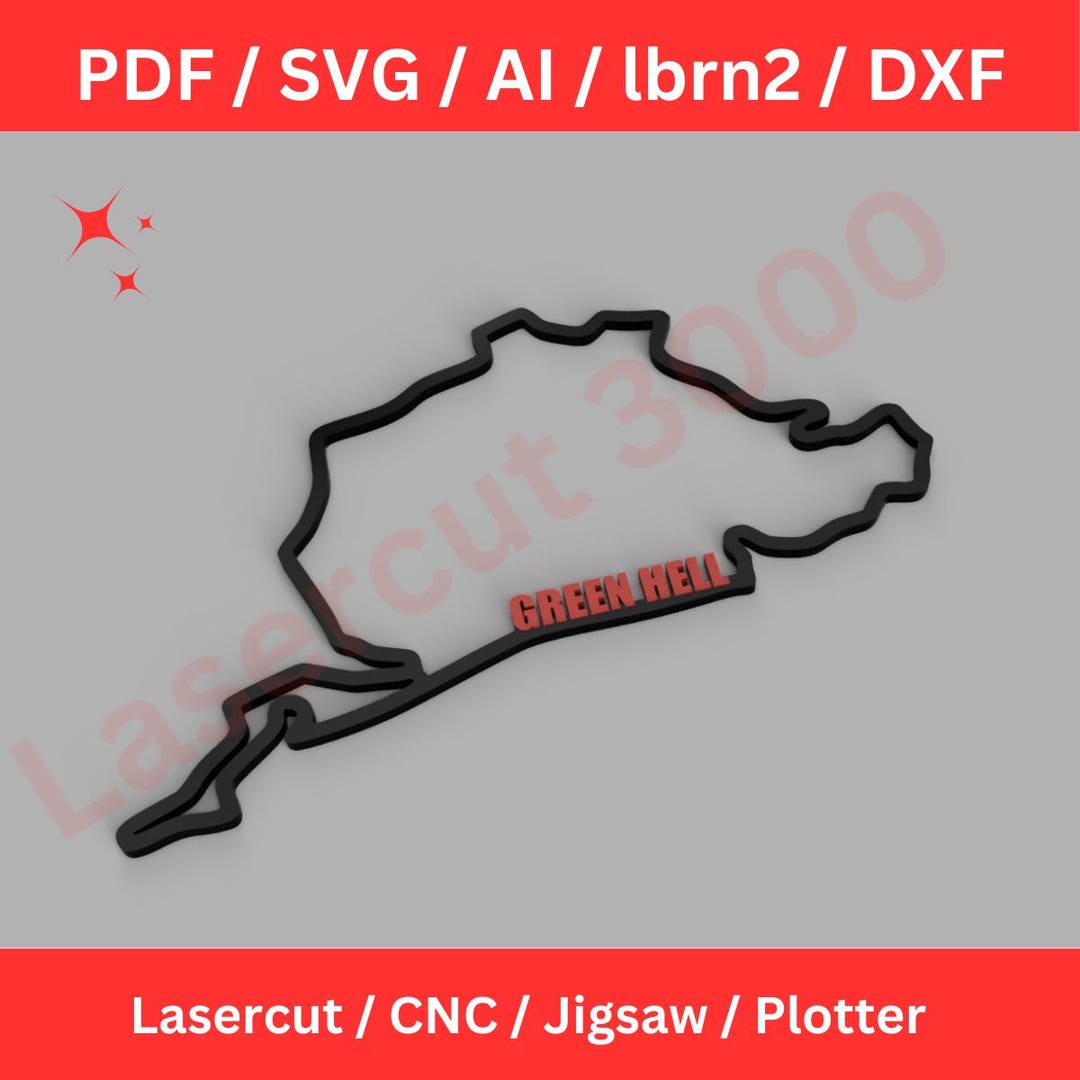 Green Hell / Nürburgring Race Track SVG Ai DXF Lbrn2 PDF Templates for ...