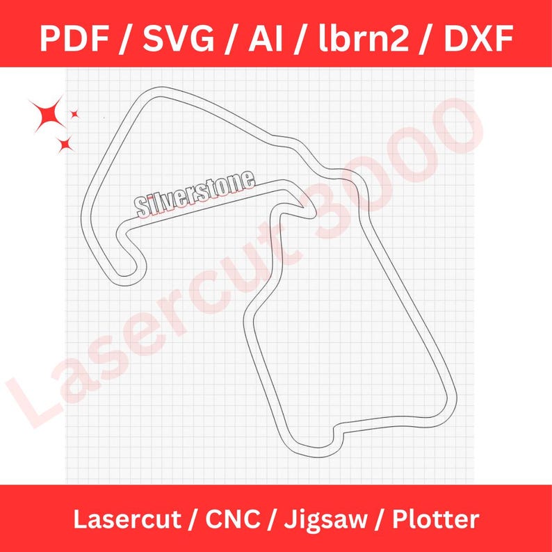Silverstone Race Track SVG Ai DXF Lbrn2 PDF Templates - Etsy Australia