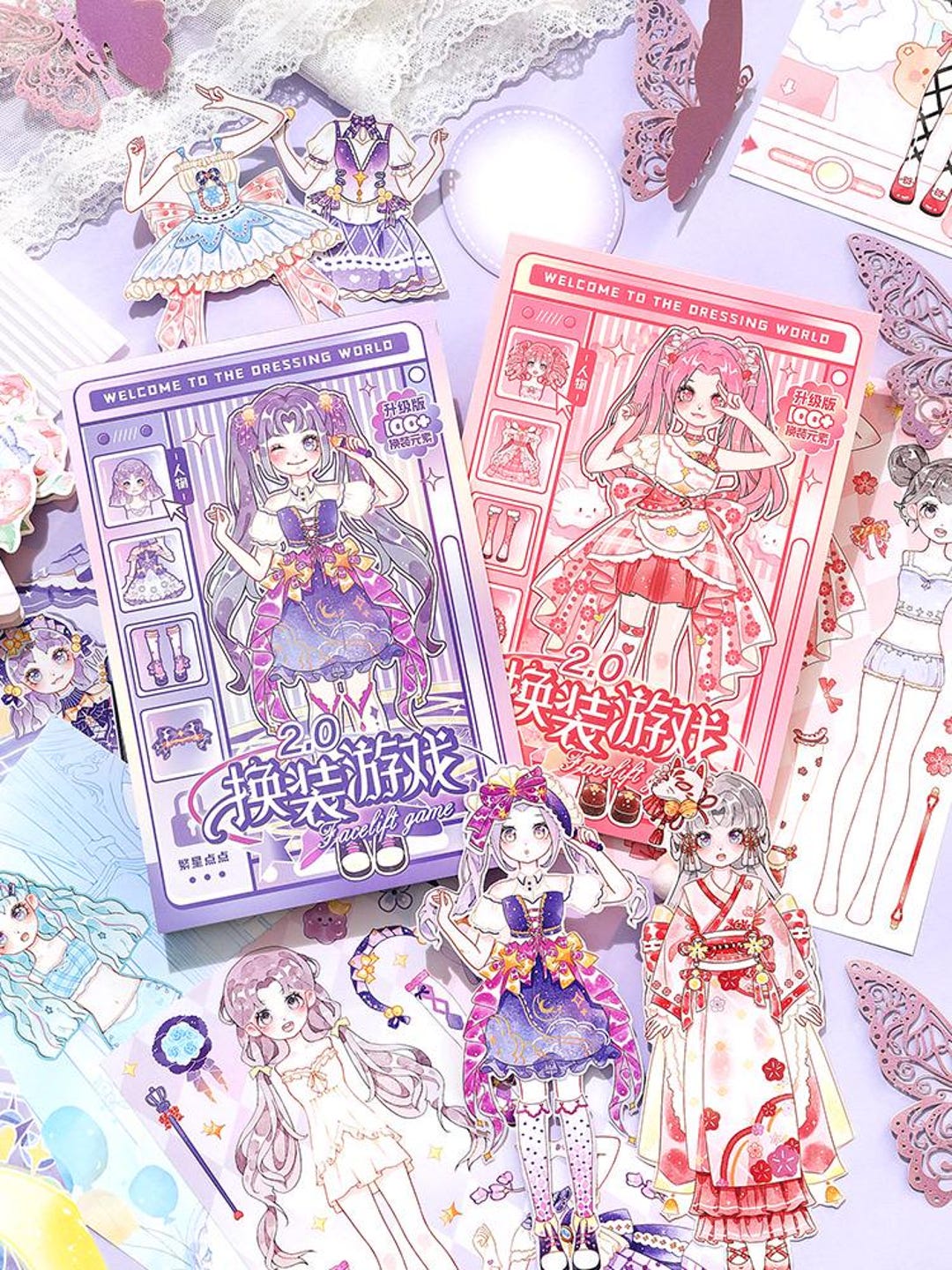 2 Style kawaii Girl Sticker Book Journal , Gift , Girl Sticker , Kid ...
