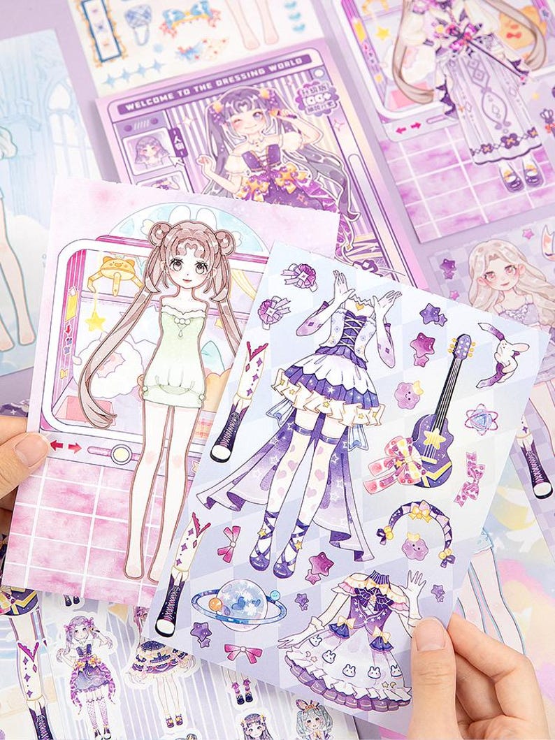 2 Style kawaii Girl Sticker Book Journal , Gift , Girl Sticker , Kid ...