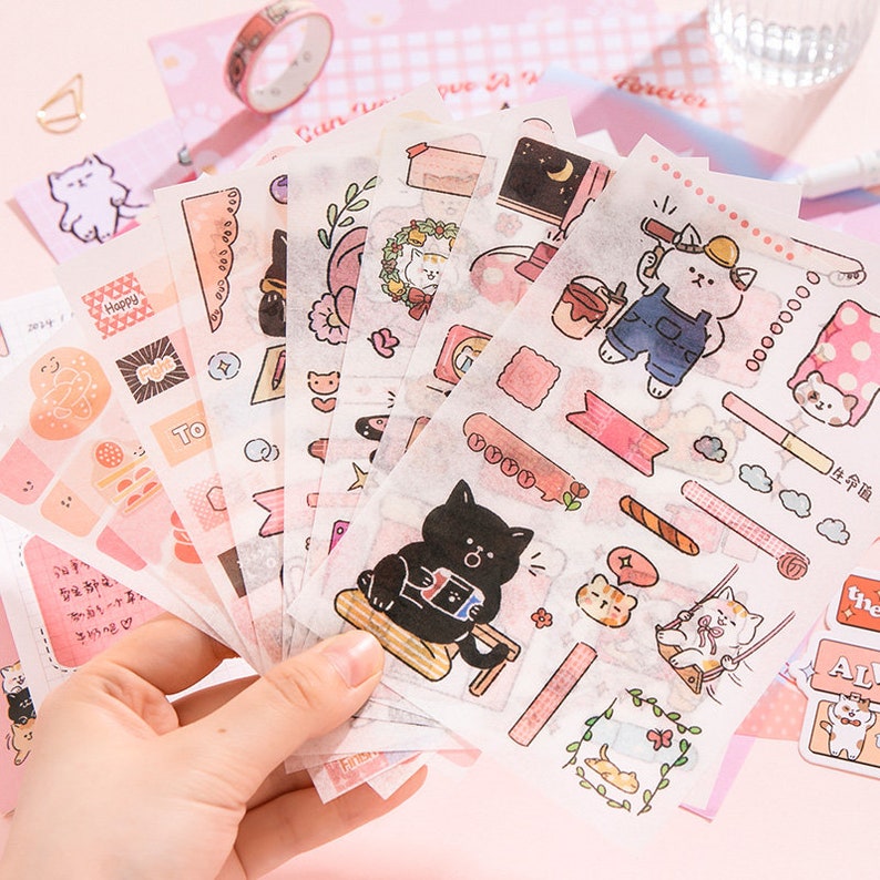Cute Cat Scrapbook Kit, Journal Supplies, Planner Stickers - Etsy