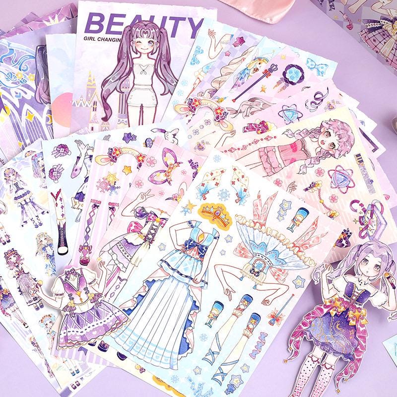 2 Style kawaii Girl Sticker Book Journal , Gift , Girl Sticker , Kid ...