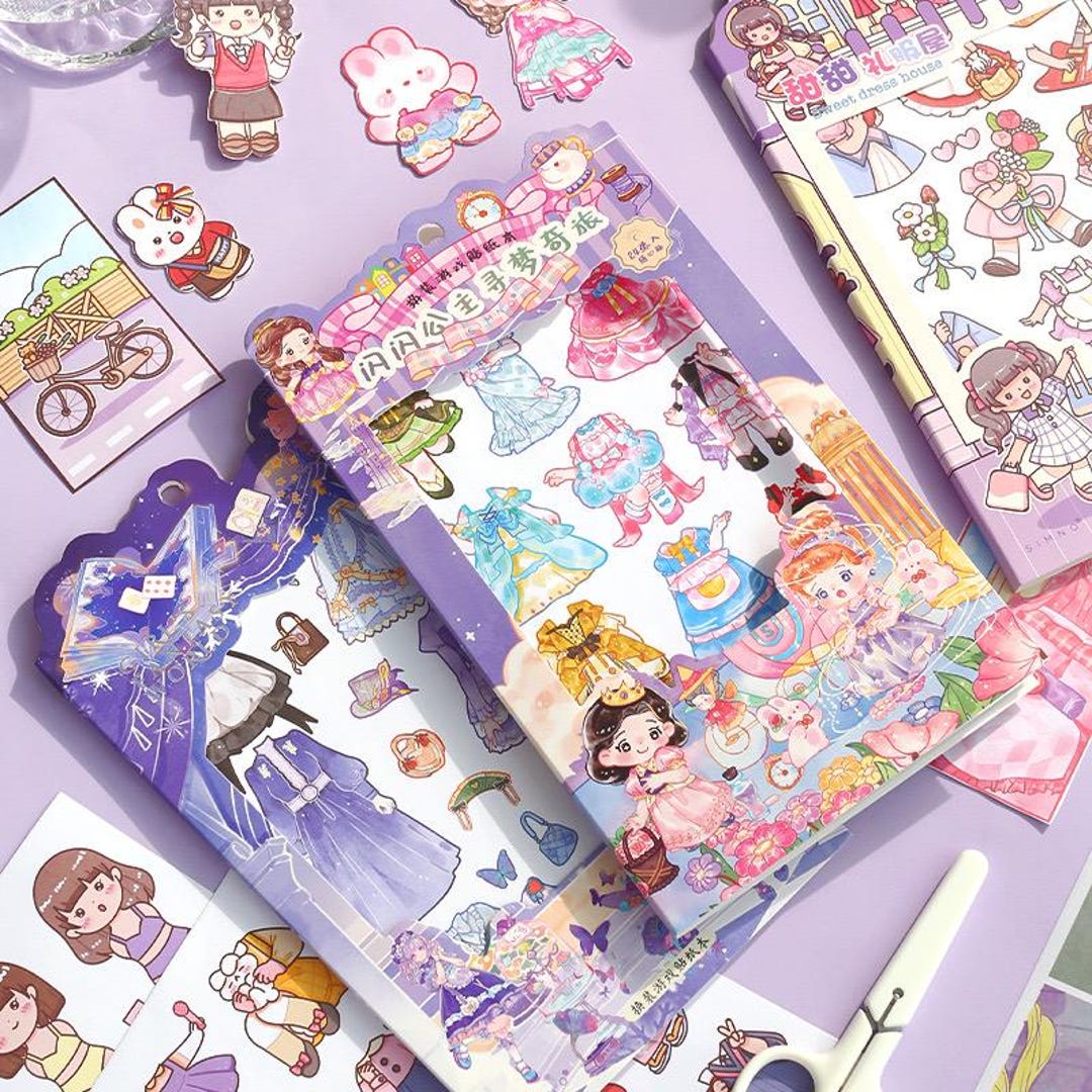 3 Style Girl Kawaii Sticker Book Journal , Gift , Scrapbook , Girl ...