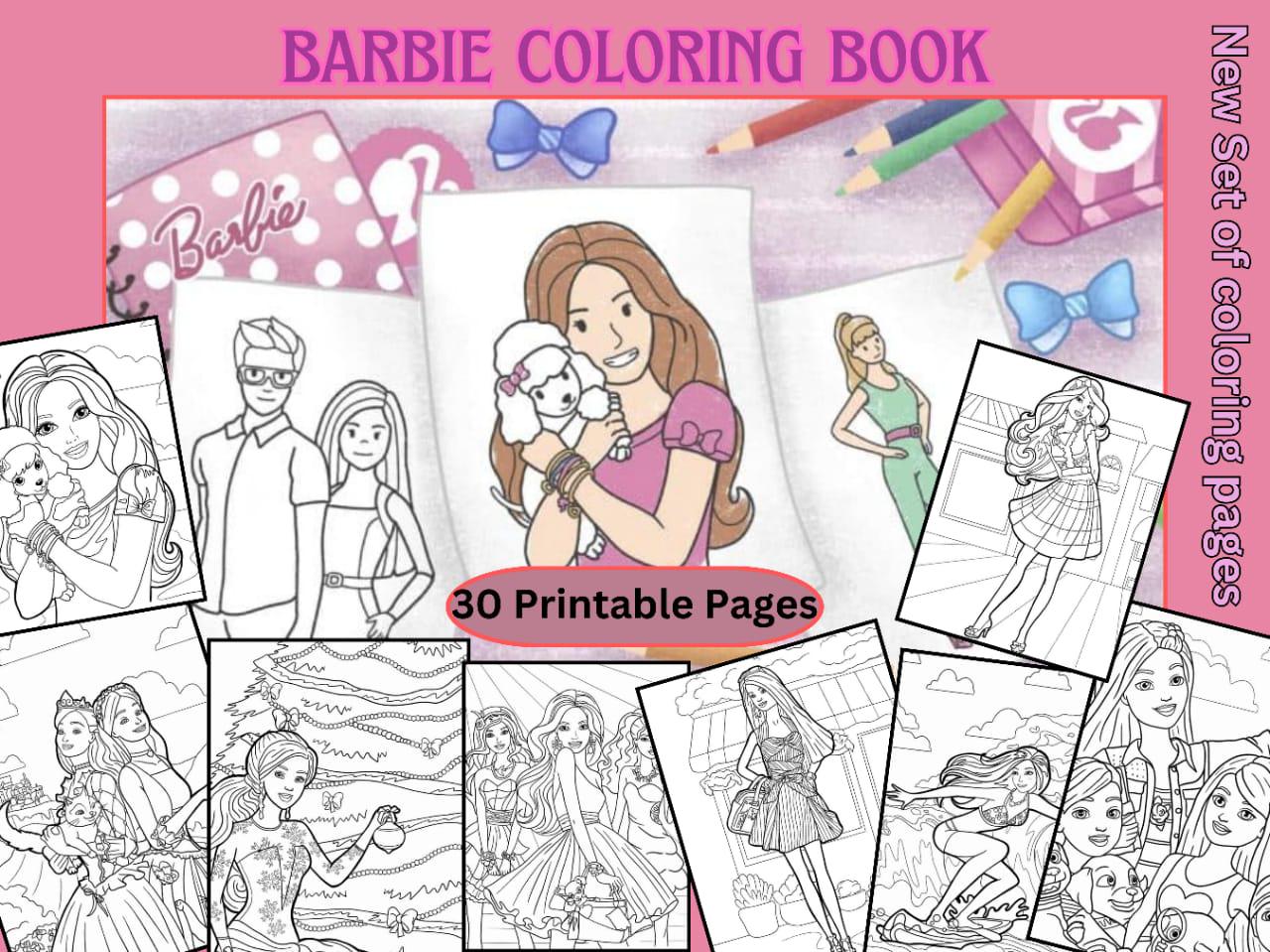 Dolly Coloring Book,cute Dolly Coloring Pages,barbie Canvas,instant ...