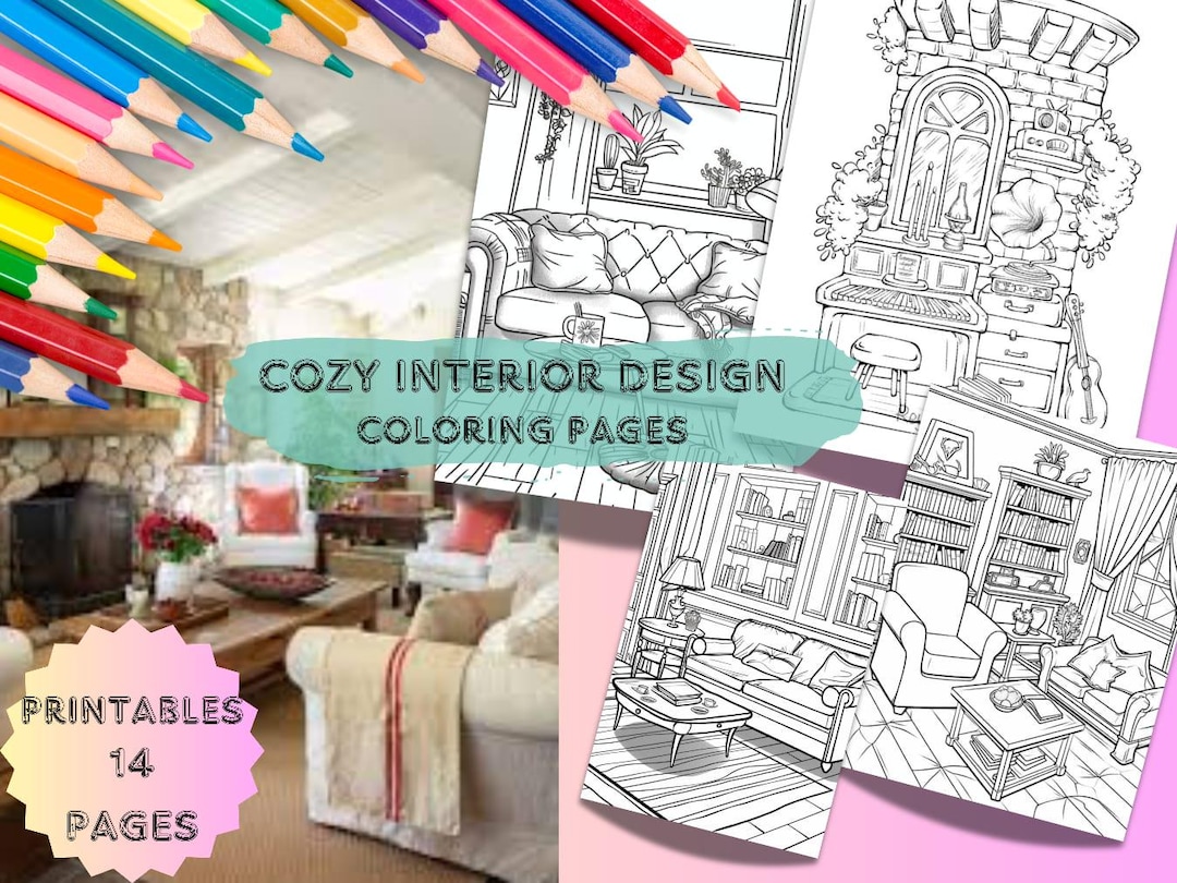 Cozy Coloring Pages,cute Corner,corner Coloring Book,interior Design ...