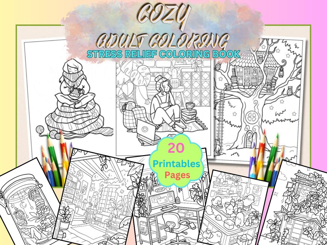 Cozy Moments Coloring Book,stress Relief Coloring Pages,kids/adults ...