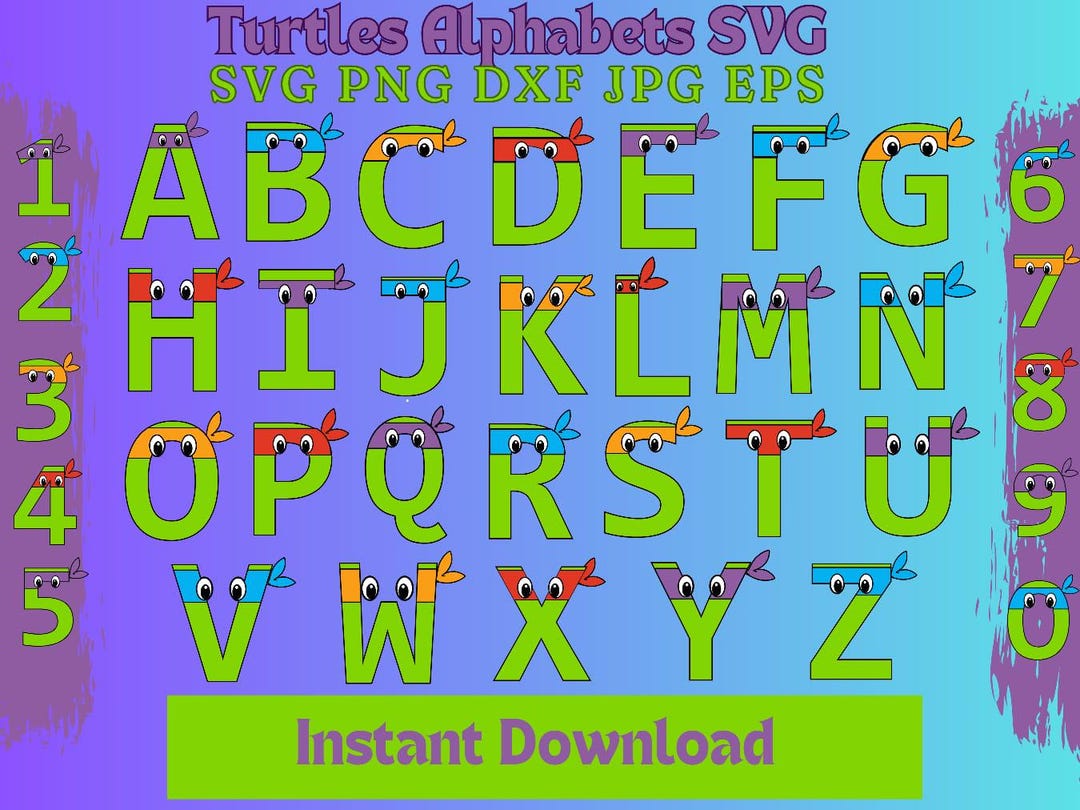 Ninja Turtle Font Svg,retro Fonts,digital Arts,digital Download,wizard ...