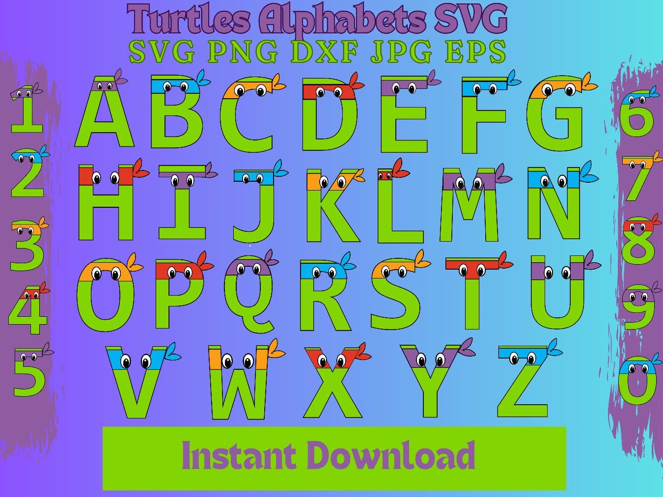 Ninja Turtle Font Svg,retro Fonts,digital Arts,digital Download,wizard ...