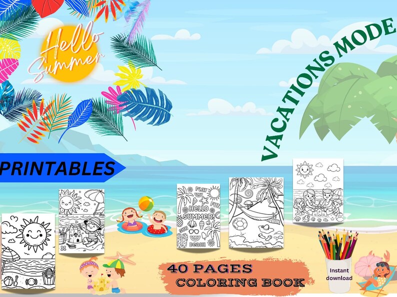 Summer Coloring Pages,kids Coloring Pages,beach Coloring Pages,summer ...