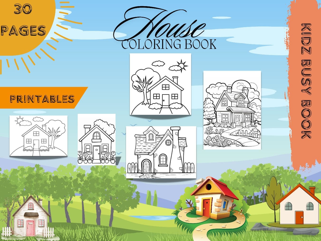 Houses Coloring Pages,cute Tiny House Coloring Book,,architect ...