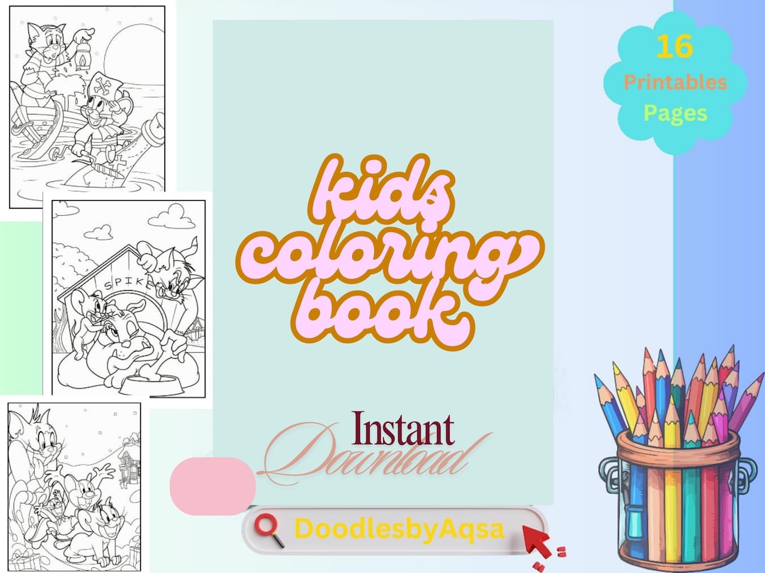 Kids Coloring Book,cartoons Coloring Pages,bold and Easy,instant ...