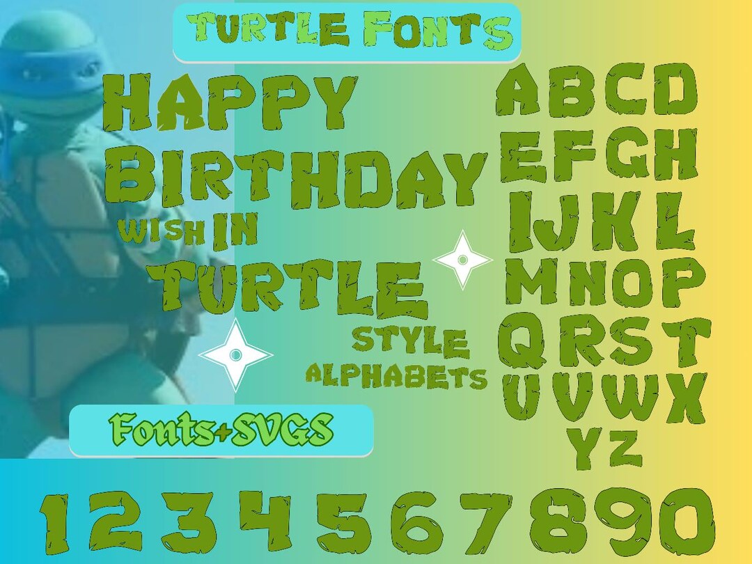 Ninja Turtle Font Svg,retro Fonts,digital Arts,digital Download,wizard ...