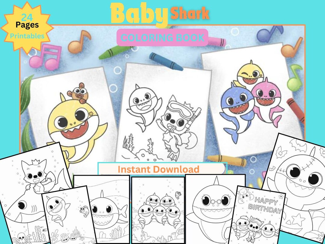 Baby Shark Coloring Book,kids Coloring Pagesbold and Easy Coloring ...