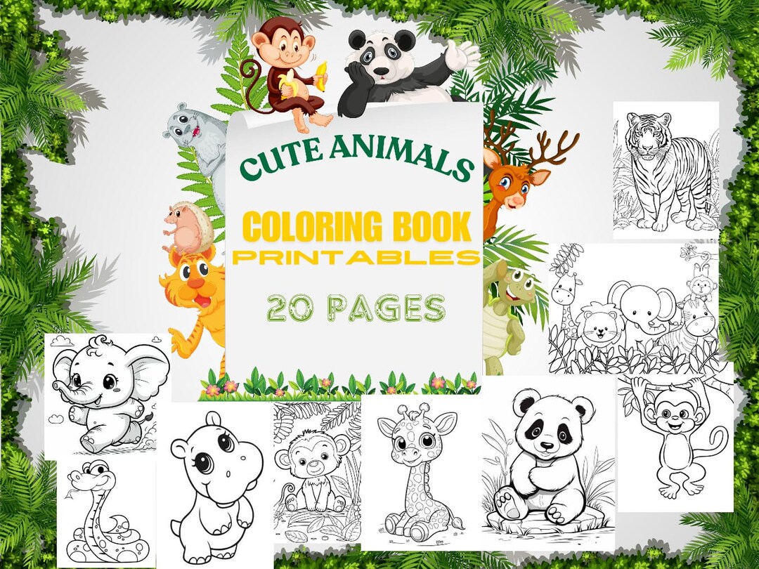 Cute Animals Coloring Pages,kids Coloring Book,animals Coloring Sheets ...